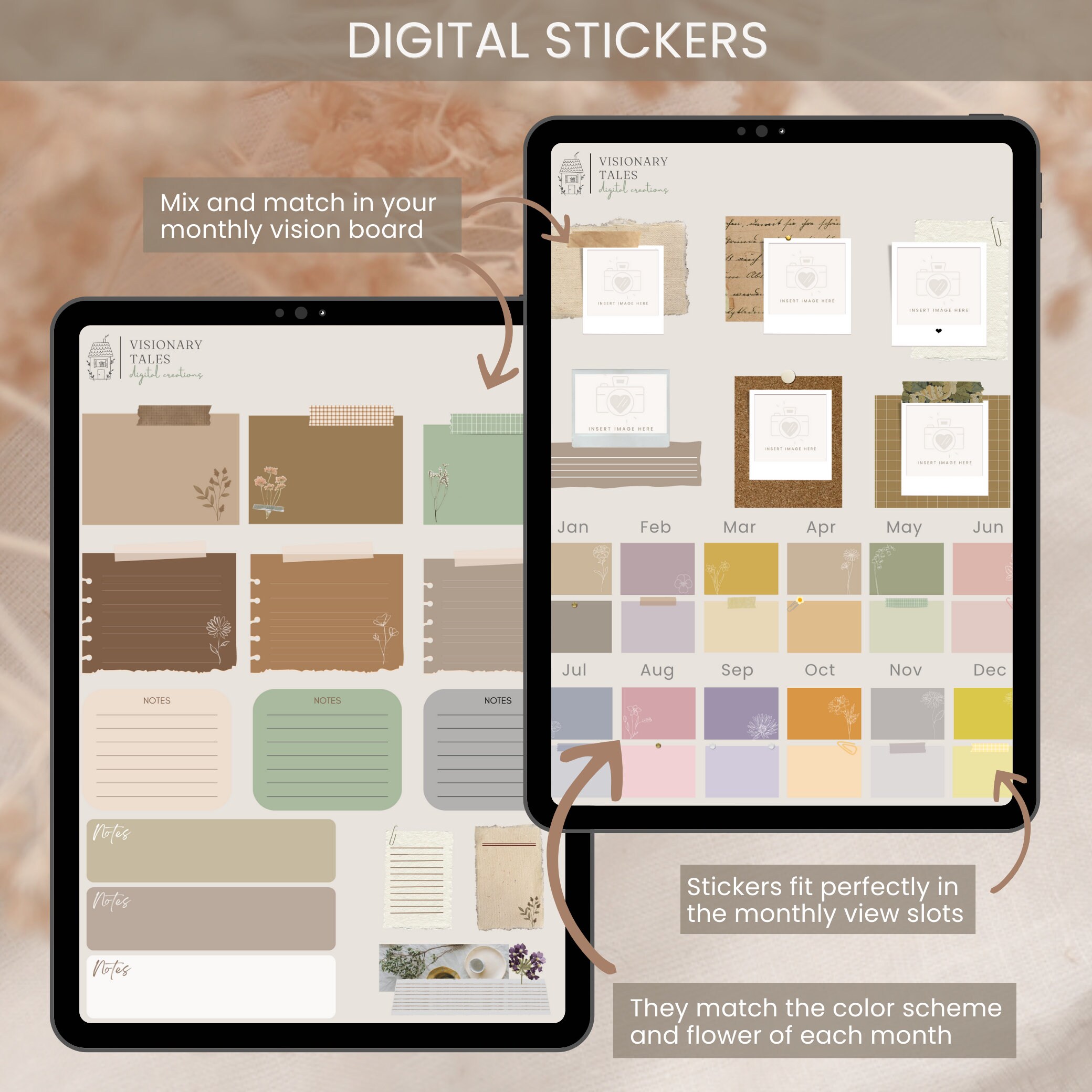 Undated Digital Planner • Aesthetic Flower Cottagecore iPad Planner ...