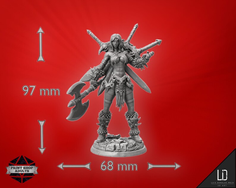 Barbarian Miniature Female Barbarian Miniature 3D Printed - Etsy