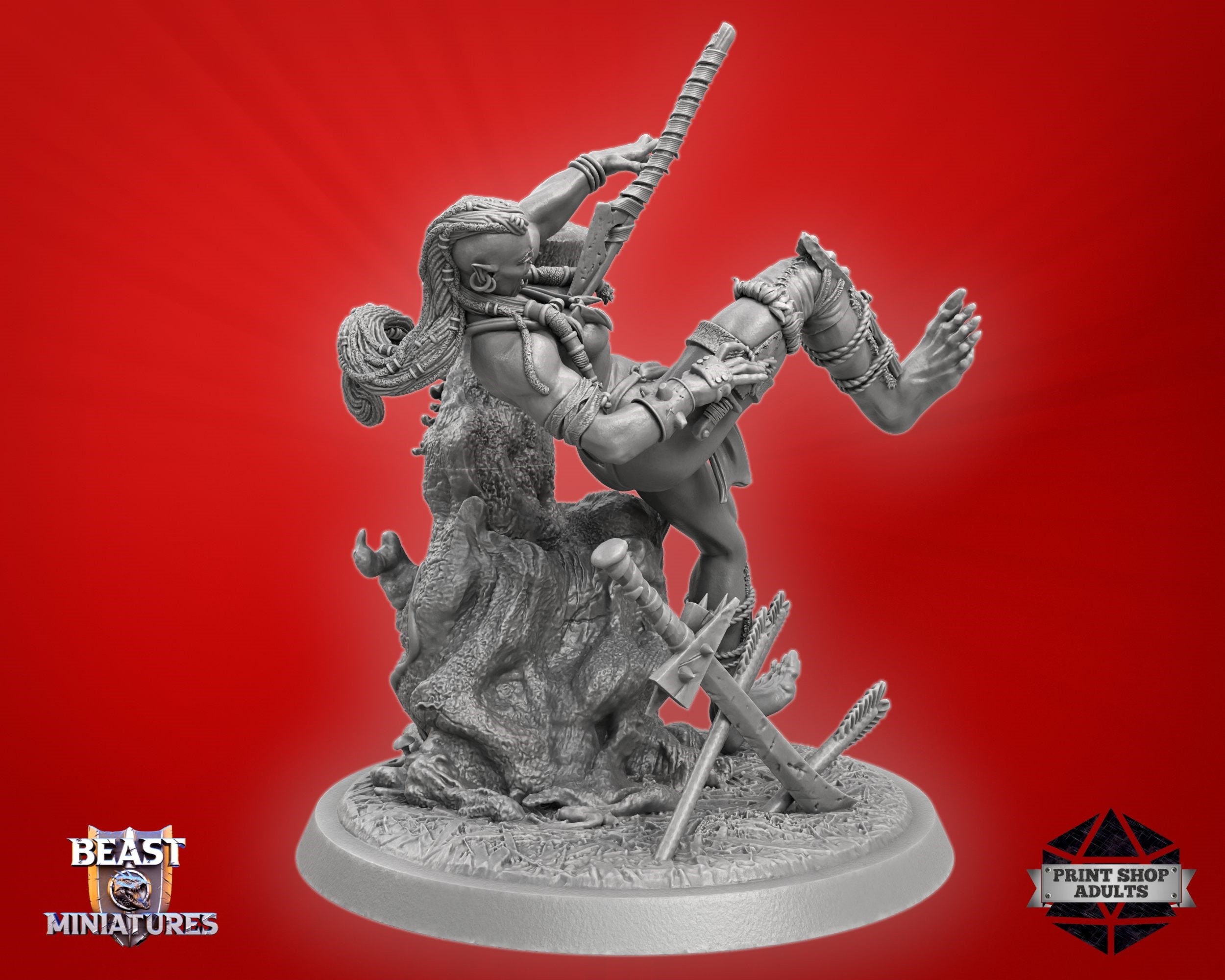 Fallen Orc Fighter Miniature Nude Female Orc Miniature - Etsy