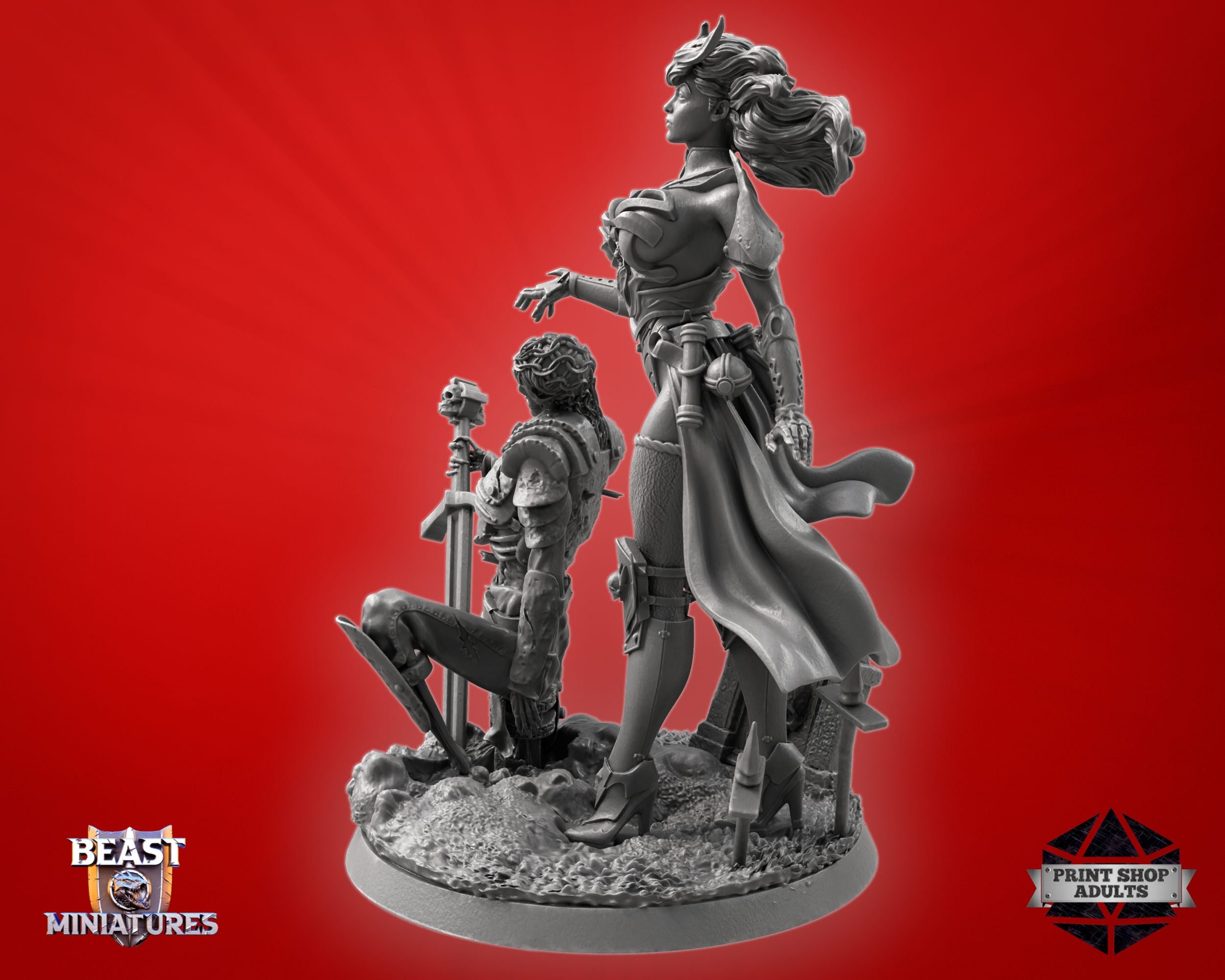 Necromancer Miniature | Necromancer With Zombie | Highly Detailed 3D ...