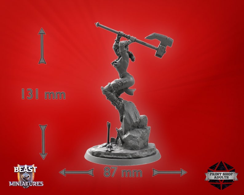 Leaping Orc Barbarian Miniature Nude Female Orc Miniature Etsy