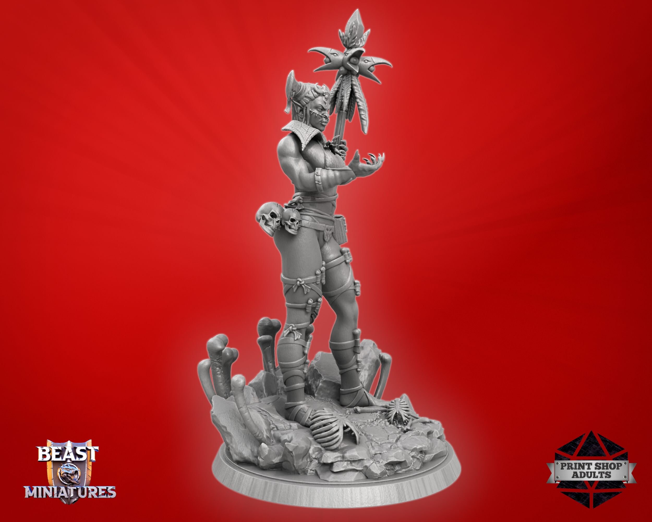 Orc Shaman Miniature Half Orc Healer Figure Highly Detailed 3D Print ...