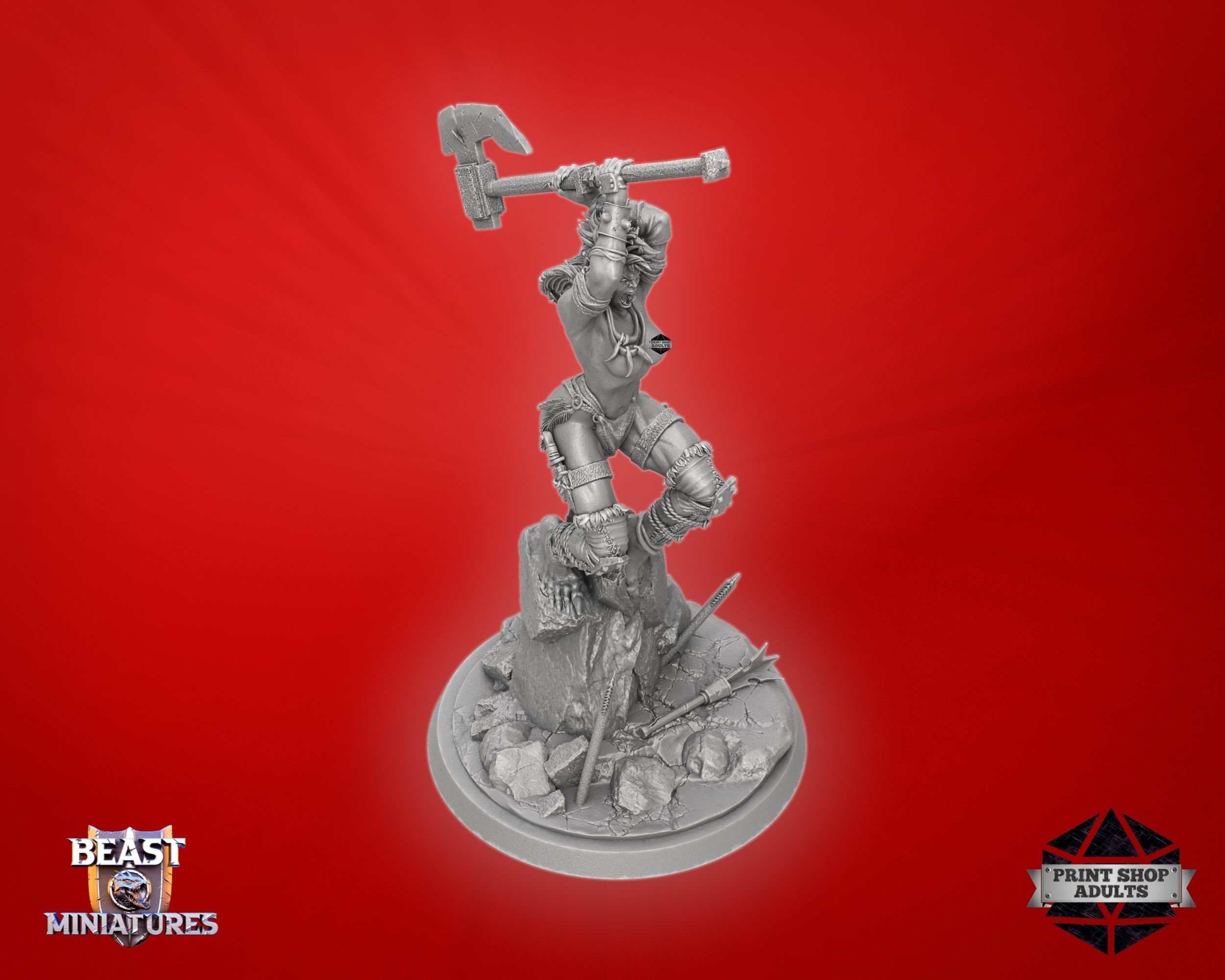 Leaping Orc Barbarian Miniature Nude Female Orc Miniature Nsfw Figure 75mm Etsy