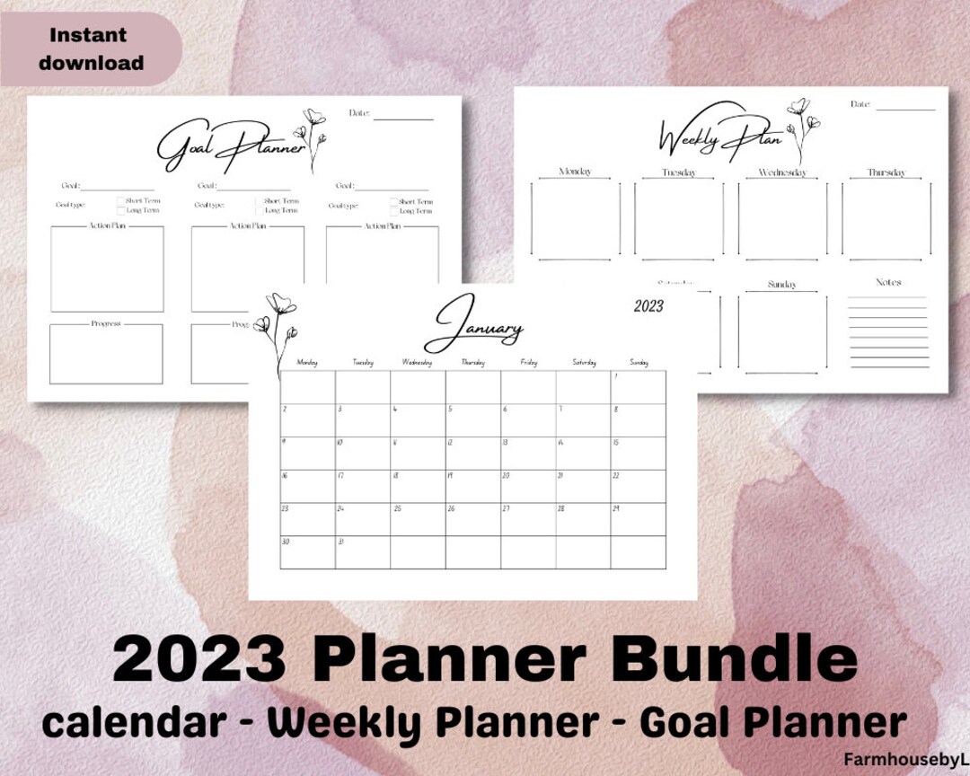 Planner Bundle, 2023 Planner Bundle, Goal Planner, Weekly Planner ...