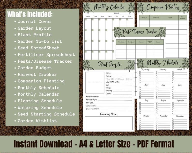 Garden Planner Printable Gardening Diary, Gardening Journal, Garden ...