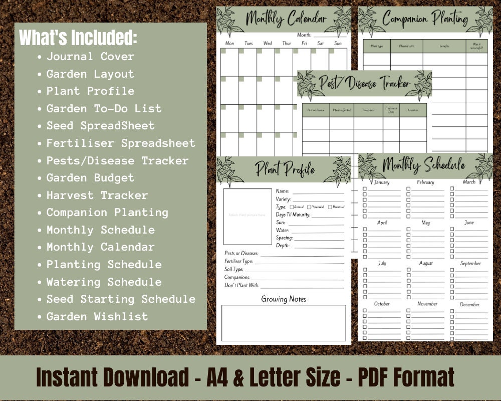 Garden Planner Printable Gardening Diary, Gardening Journal, Garden ...