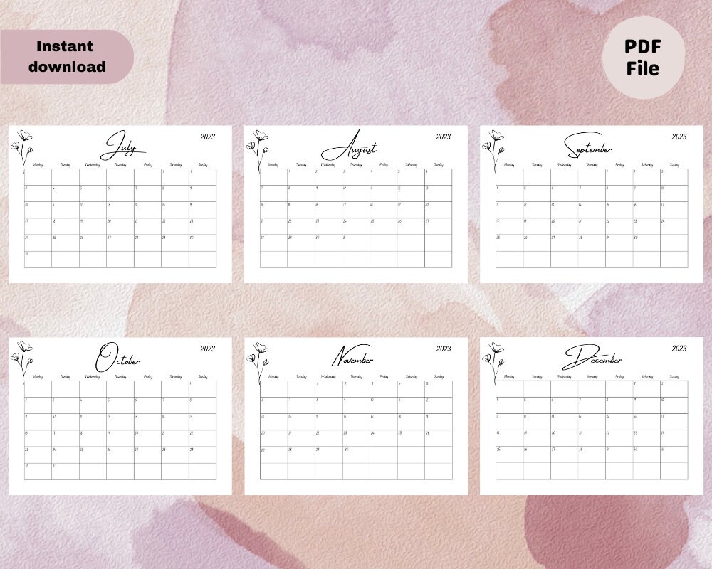 2023 Elegant Calendar, Printable Calendar, 2023 Planning, Minimalist ...
