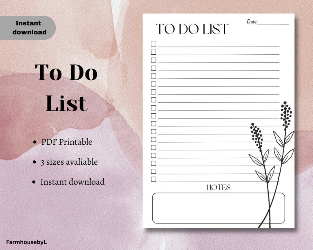 To Do List, Daily Checklist, Daily Planning, Minimalist to Do List ...