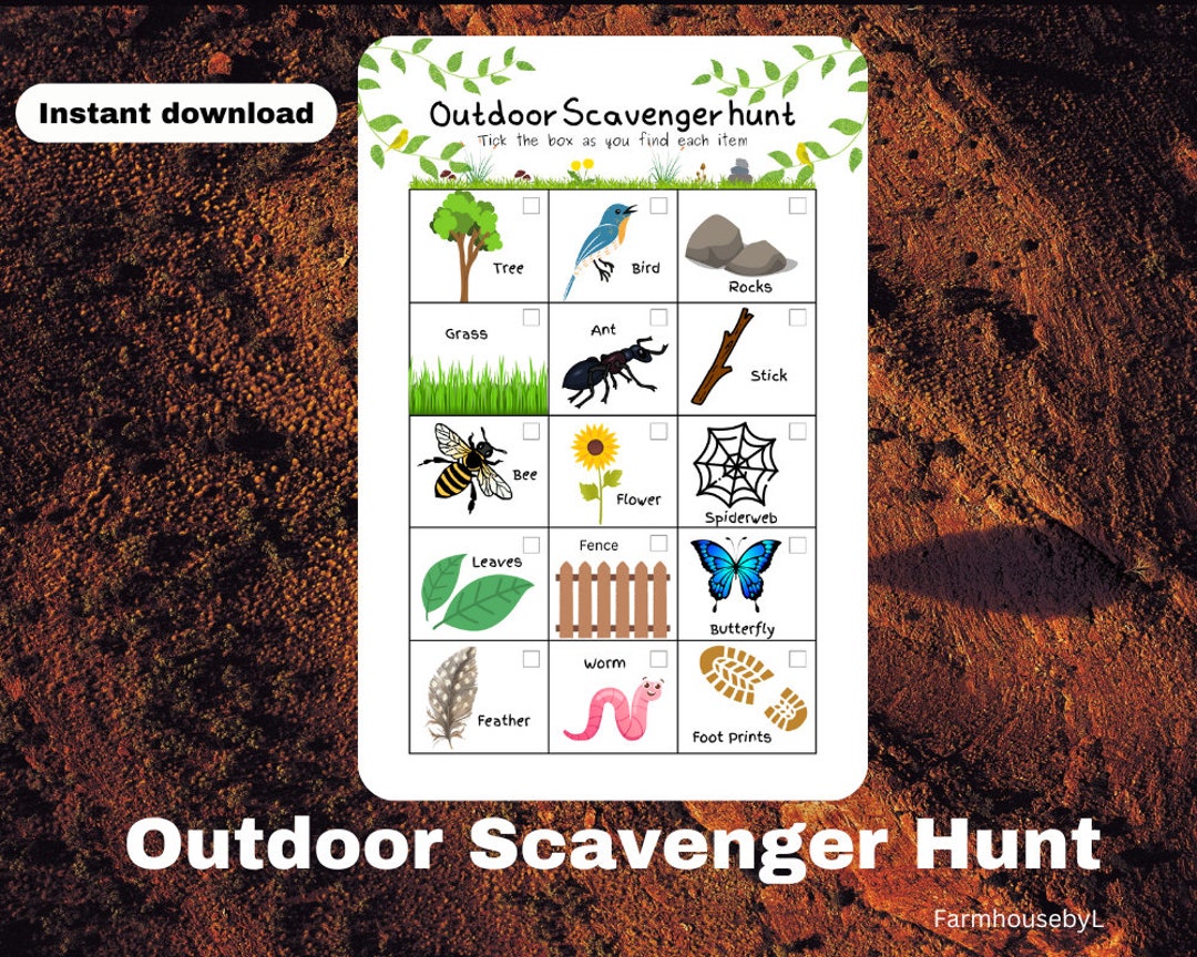 Outdoor Scavenger Hunt for Kids Kids Scavenger Hunt Outdoor - Etsy