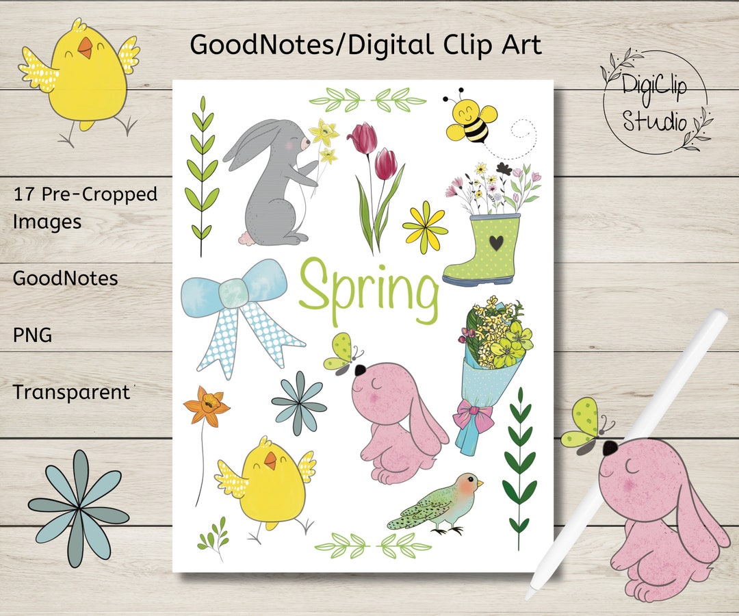 Goodnotes Spring Digital Clip Art, Clip Art, Scrapbook Stickers ...