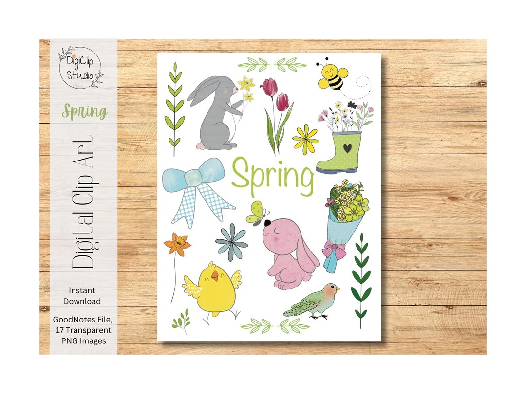 Goodnotes Spring Digital Clip Art, Clip Art, Scrapbook Stickers ...