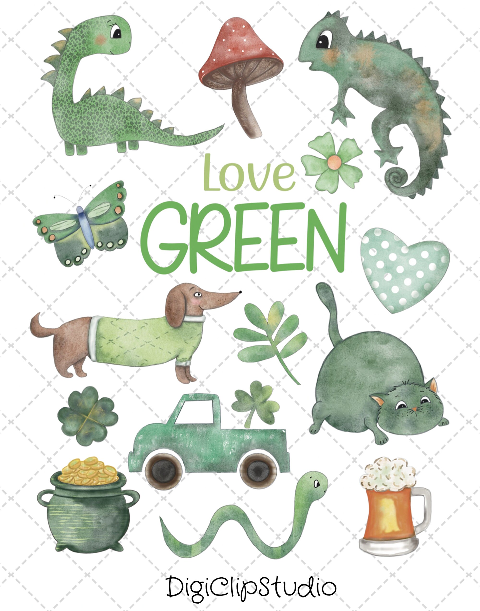 Love Green Digital Clip Art Goodnotes Clip Art Digital - Etsy