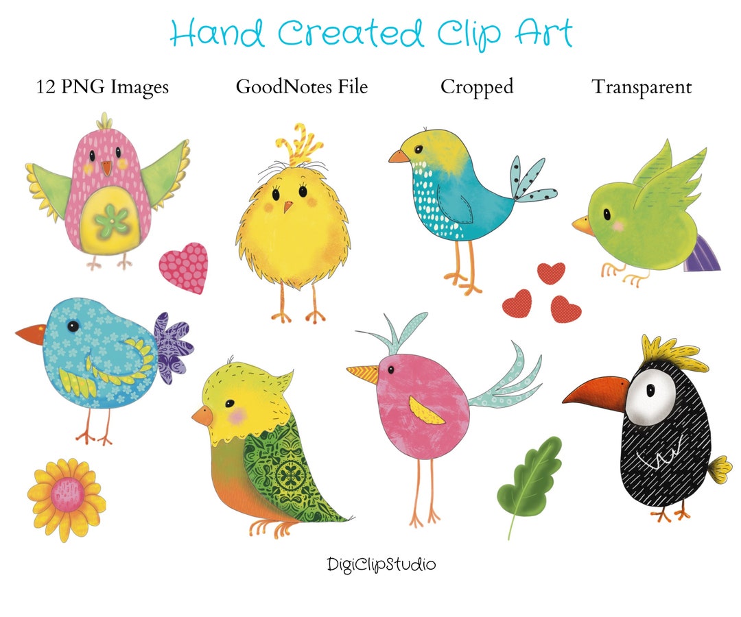 Birds Digital Clip Art, Goodnotes Clip Art, Scrapbook Stickers, Digital ...