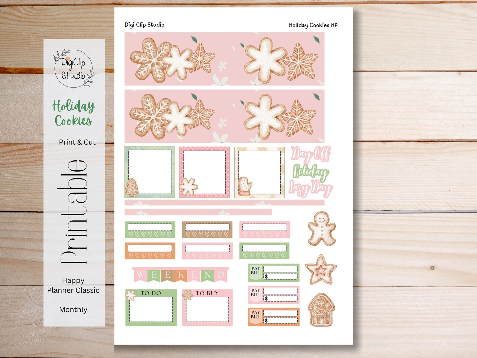 Holiday Cookies Happy Planner Stickers Classic Monthly Kit Printable ...