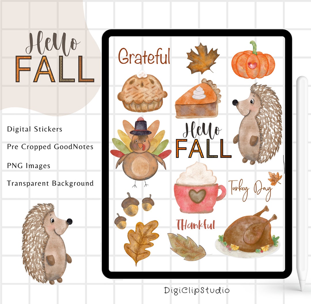 Hello Fall Digital Clip Art Goodnotes Clip Art Scrapbook - Etsy