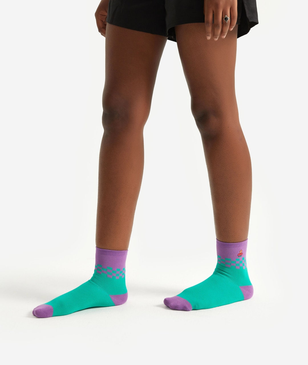 Embroidered Chess King Socks | Organic Cotton, Fun Checkerboard Design ...