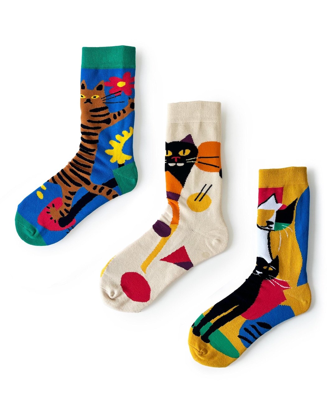 Kandinsky-inspired Cat Socks | 3 Pairs of Cat Socks in Gift Box ...