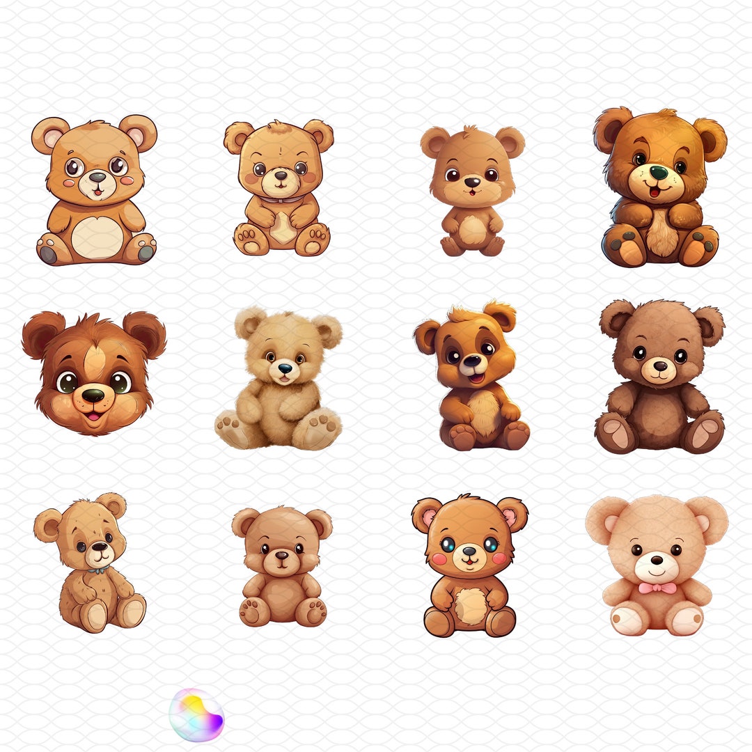 Teddy Bear Sticker Sheet 2 Teddy Bear Vinyl Sticker Set - Etsy