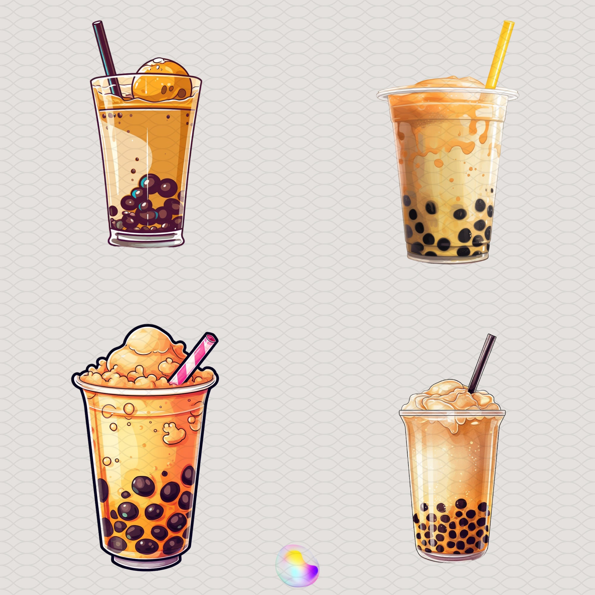 Boba Drink Sticker Sheet 1 Boba Tea Bubble Stickers Whimsical Bubble ...