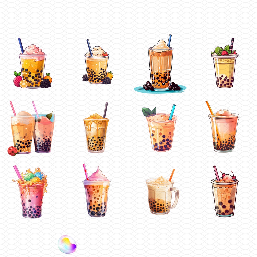 Boba Drink Sticker Sheet 6 Bubble Tea Sticker Set Colorful - Etsy