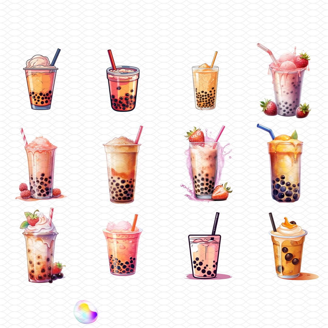 Boba Drink Sticker Sheet 5 Colorful Boba Drink Icons for - Etsy