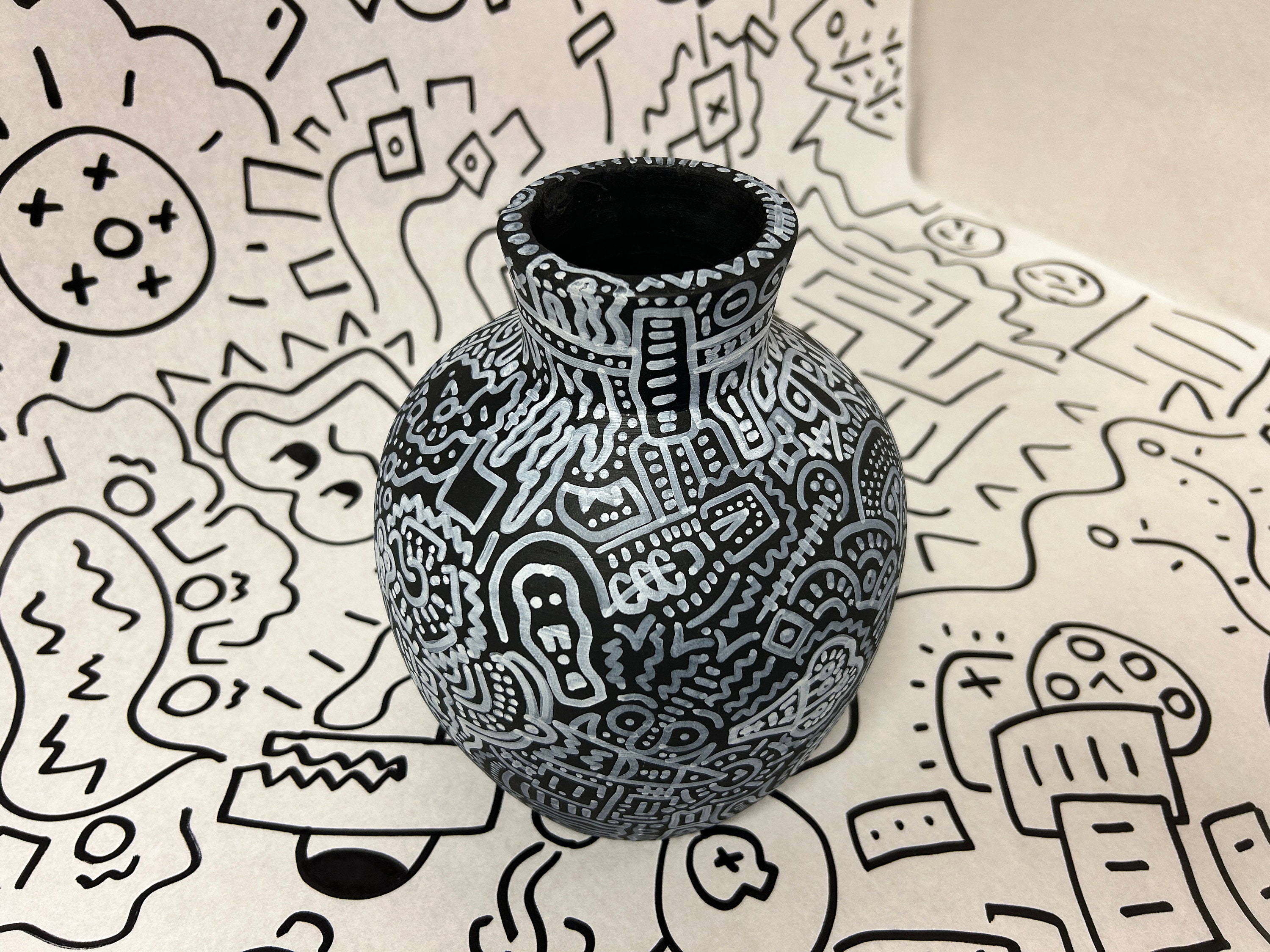 Doodle Art Vase/jug/statue - Etsy