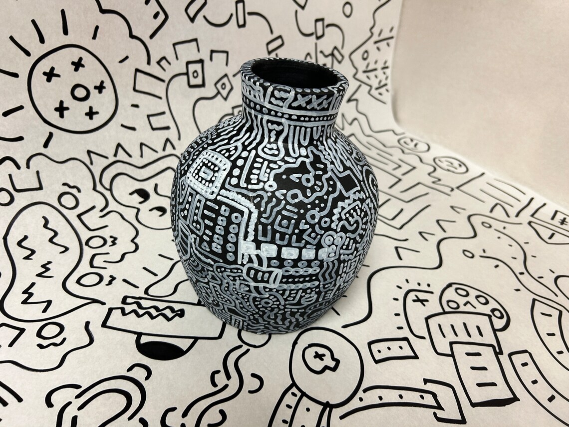 Doodle Art Vase/jug/statue - Etsy