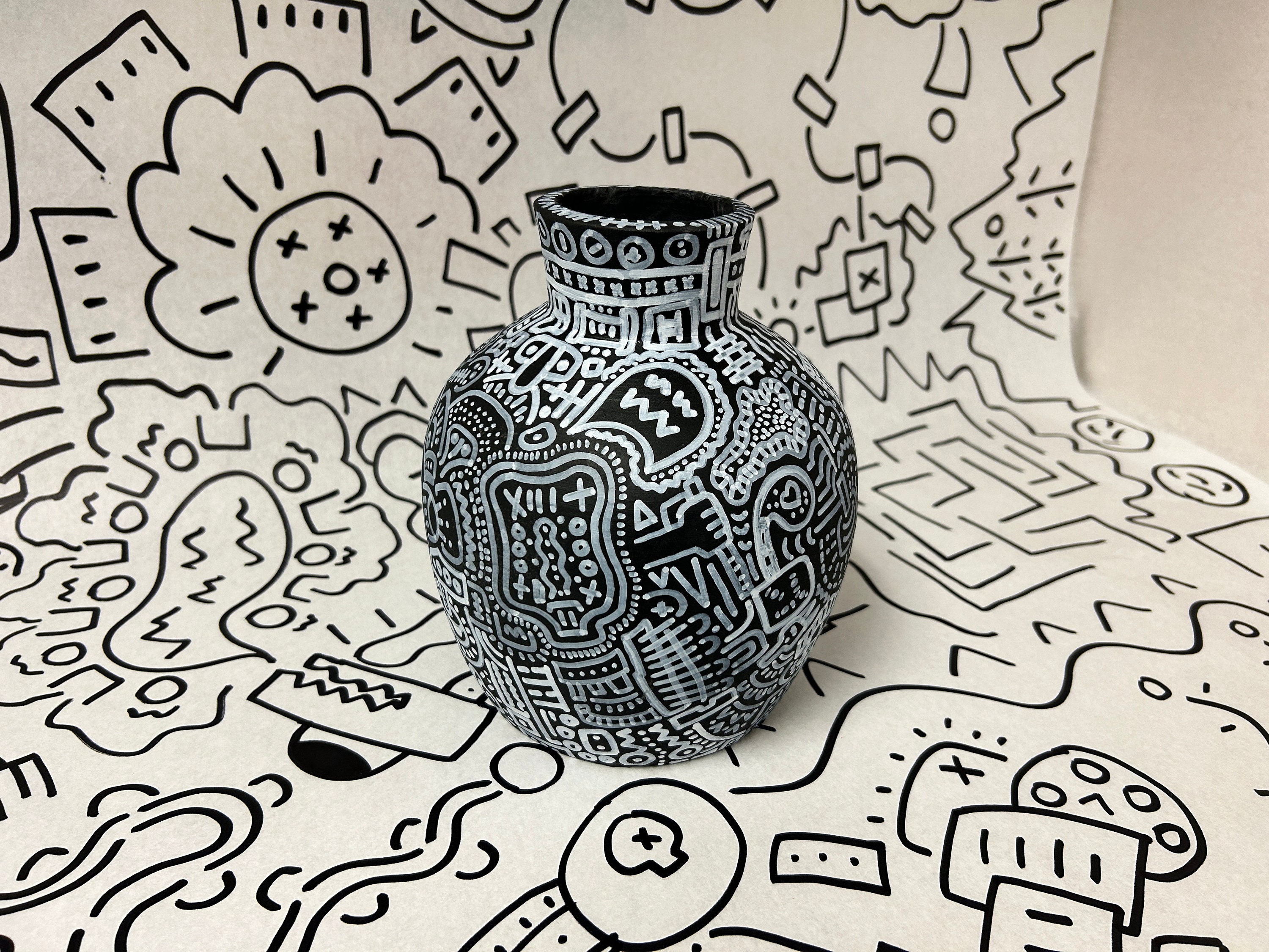 Doodle Art Vase/jug/statue - Etsy