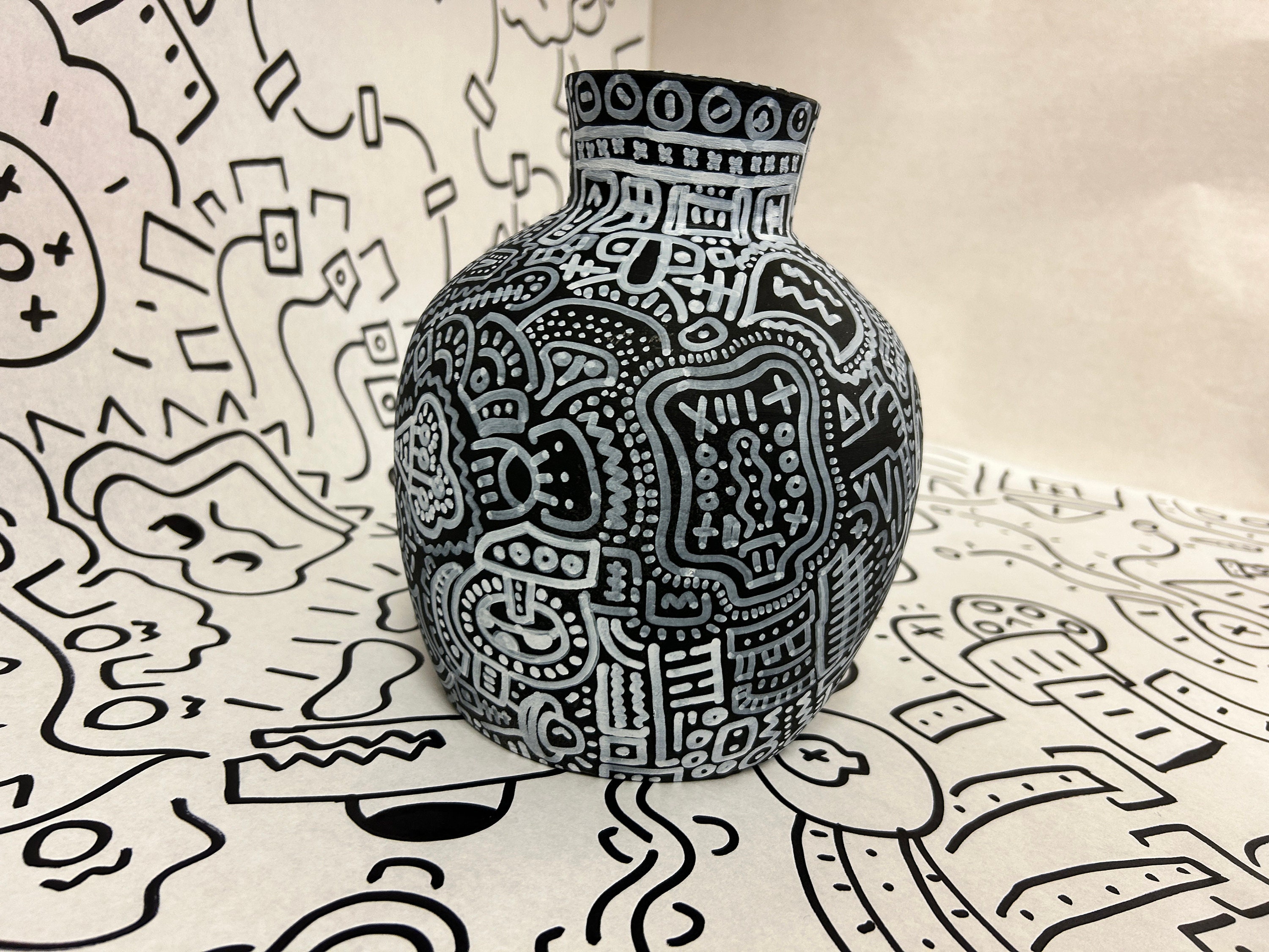 Doodle Art Vase/jug/statue - Etsy