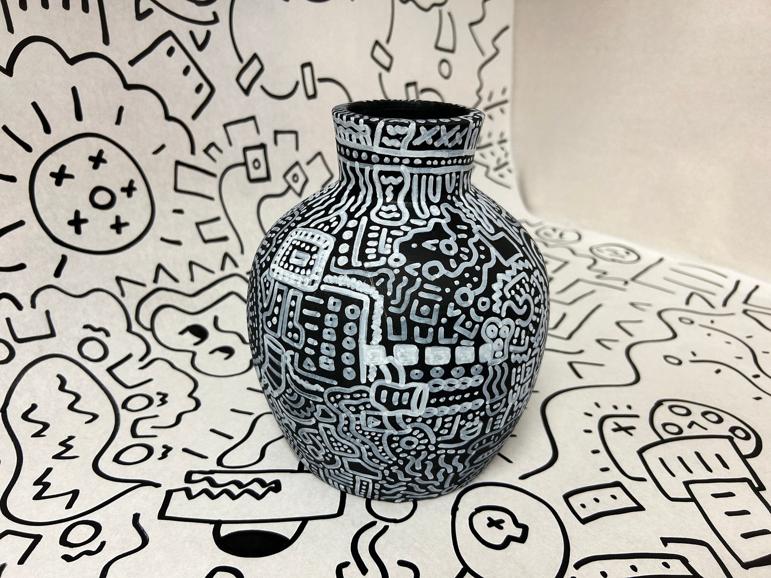 Doodle Art Vase/jug/statue - Etsy