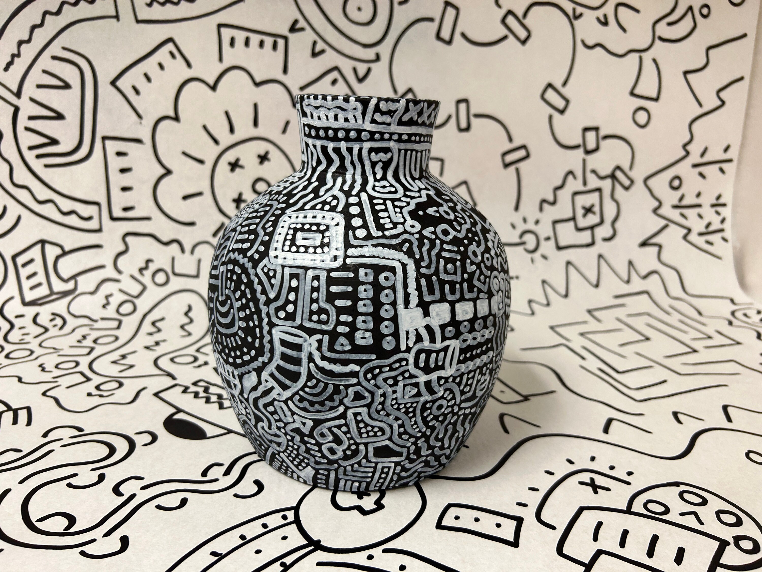 Doodle Art Vase/jug/statue - Etsy