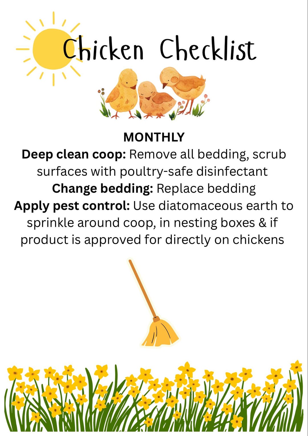 Backyard Chicken Care Checklist – Printable PDF for Beginners (feeding ...