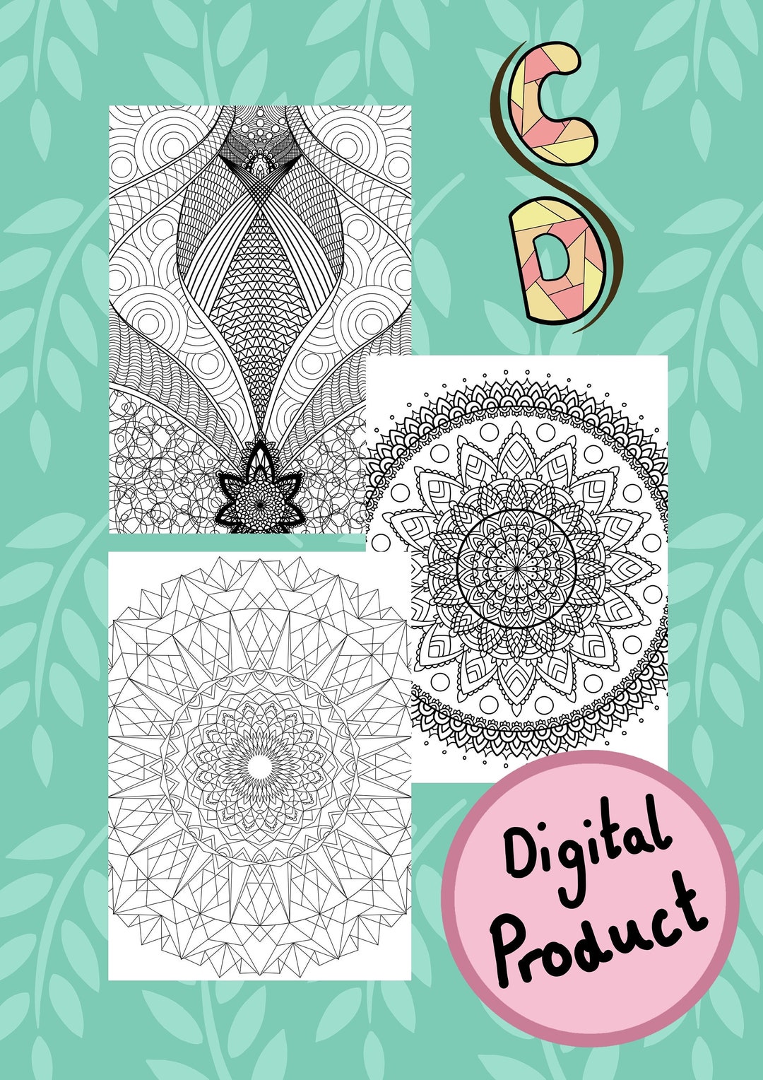 3pk Digital Colouring Pages Adult Colouring Pages Printable, PDF, JPG ...