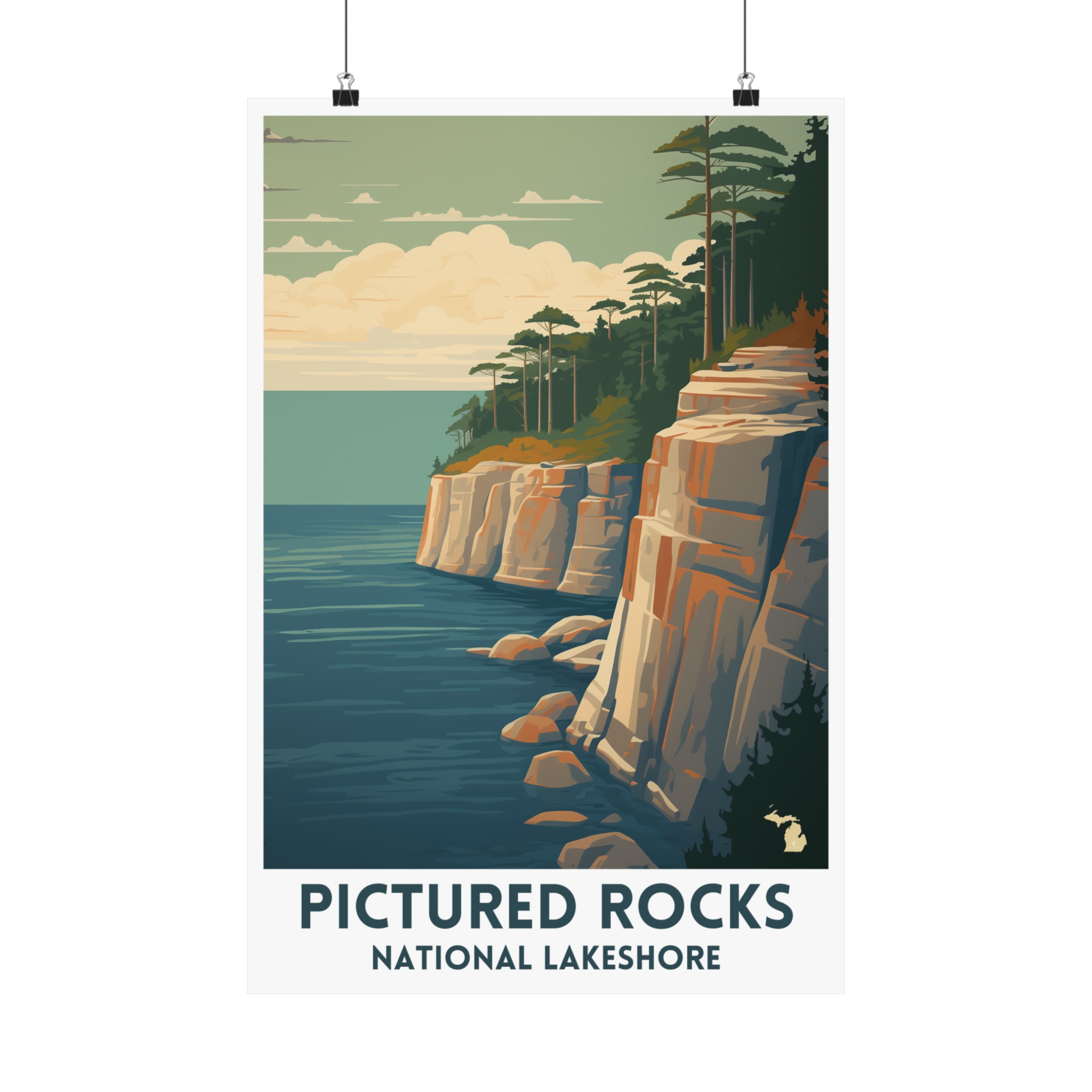 Pictured Rocks Poster Lake Superior, Michigan Travel Print - Etsy