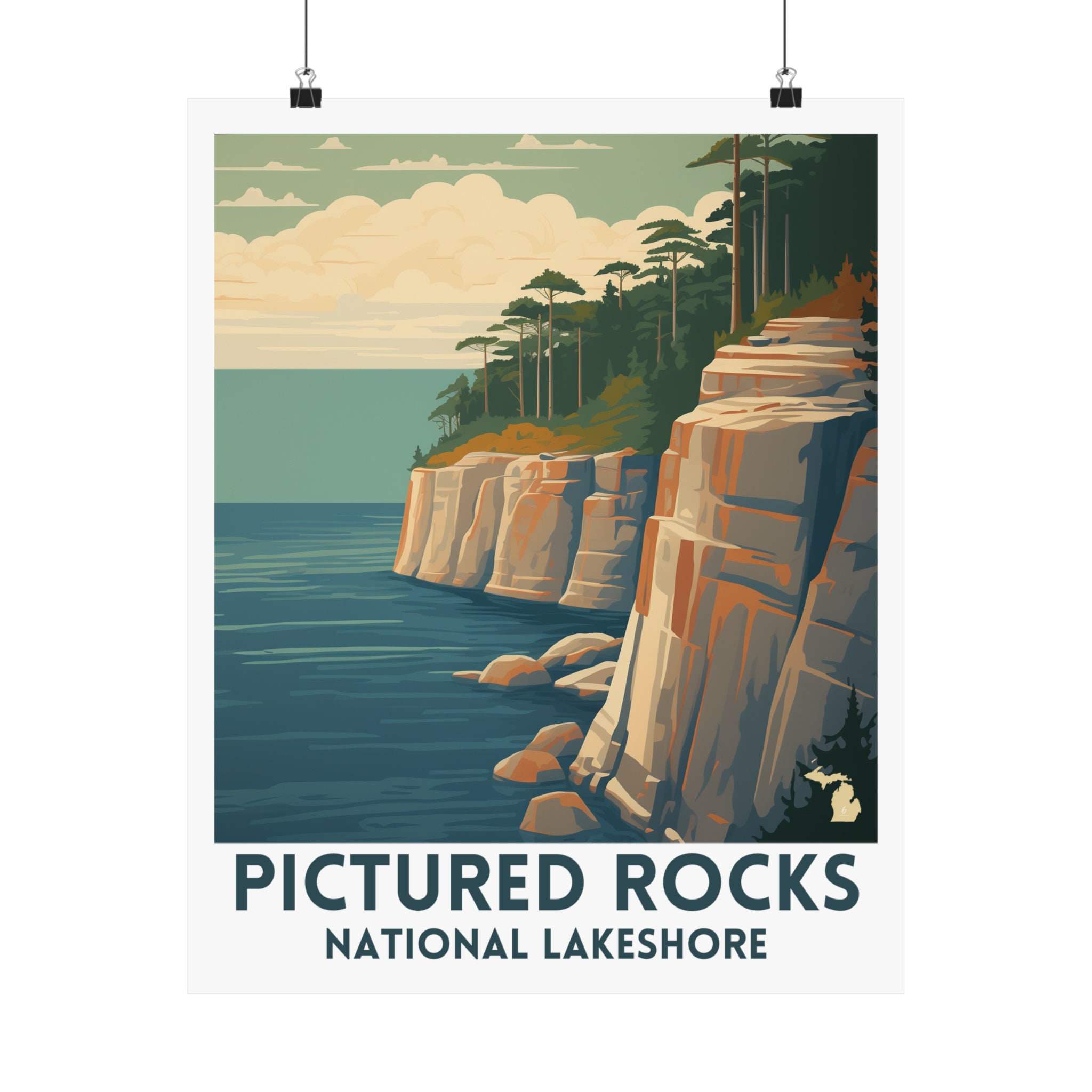 Pictured Rocks Poster Lake Superior, Michigan Travel Print - Etsy