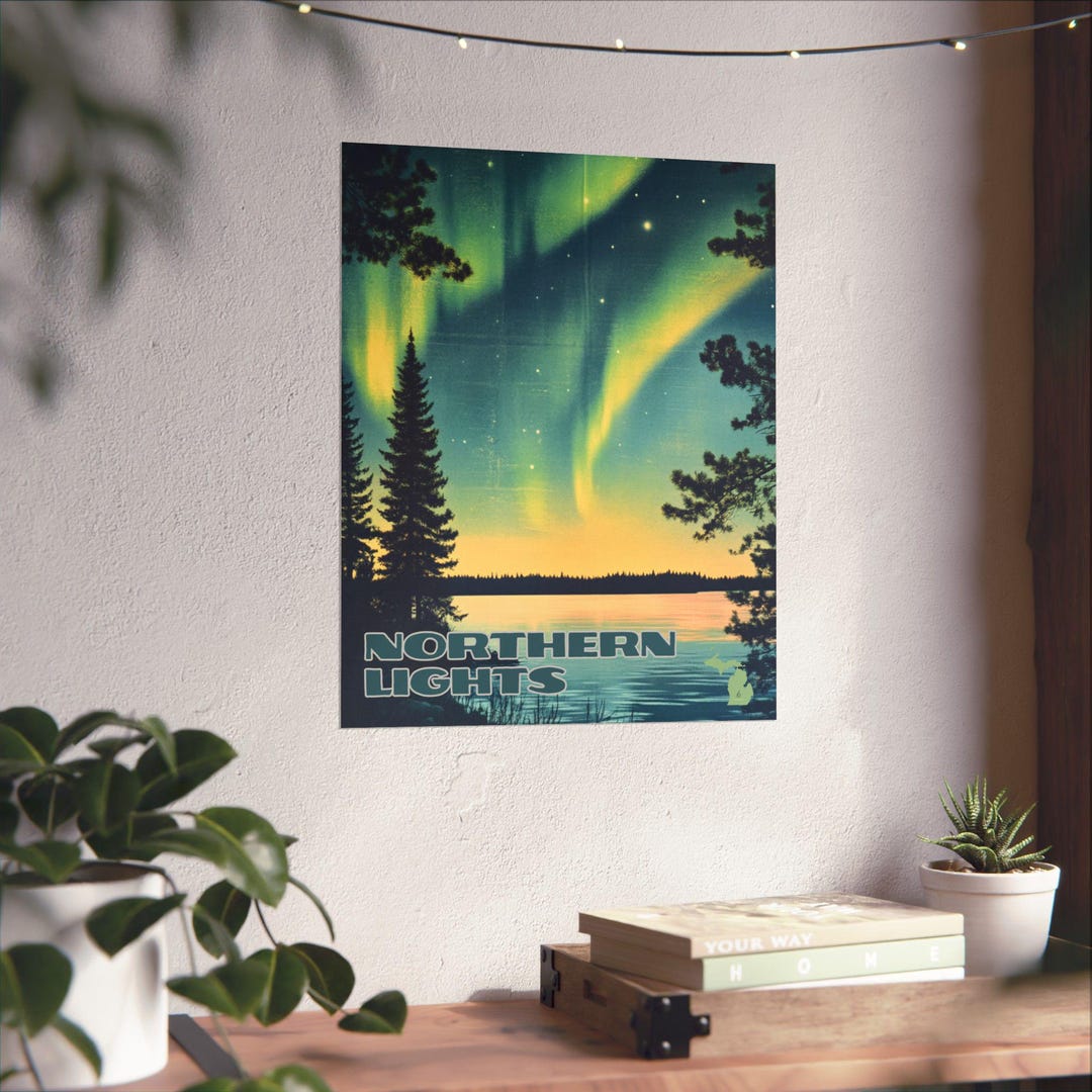 Northern Lights Over a Serene Lake, up North, Michigan Travel Print - Etsy