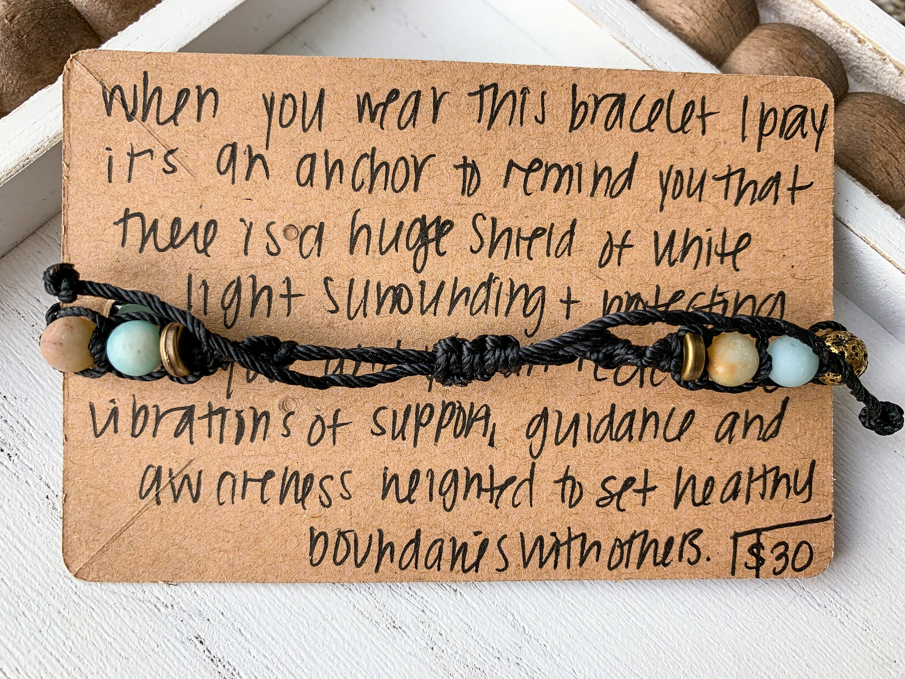 BOUNDARIES Affirmation - Adjustable Bracelet (amazonite, Sunstone, Lava ...