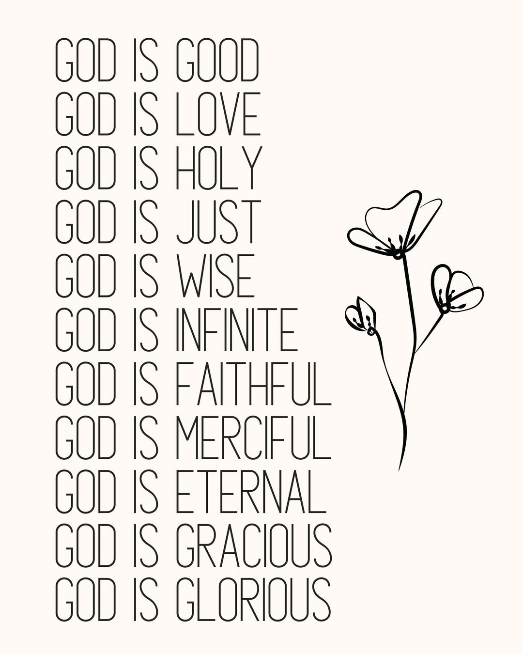 God is Good, Attributes of God, Minimalist Art, Digital Print, Digital ...