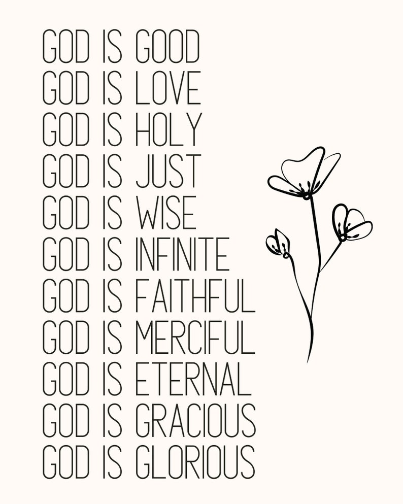 God is Good, Attributes of God, Minimalist Art, Digital Print, Digital ...