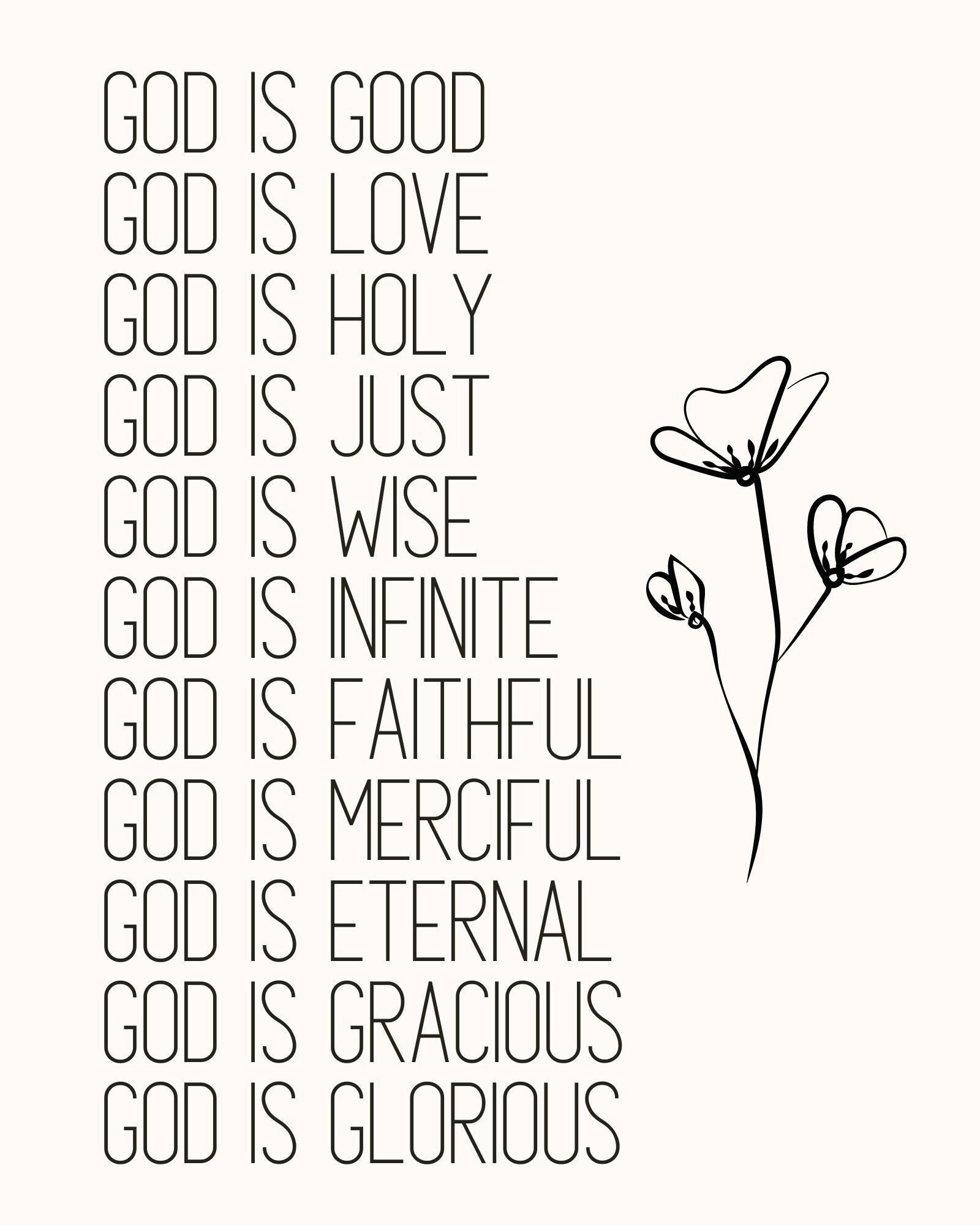God is Good, Attributes of God, Minimalist Art, Digital Print, Digital ...