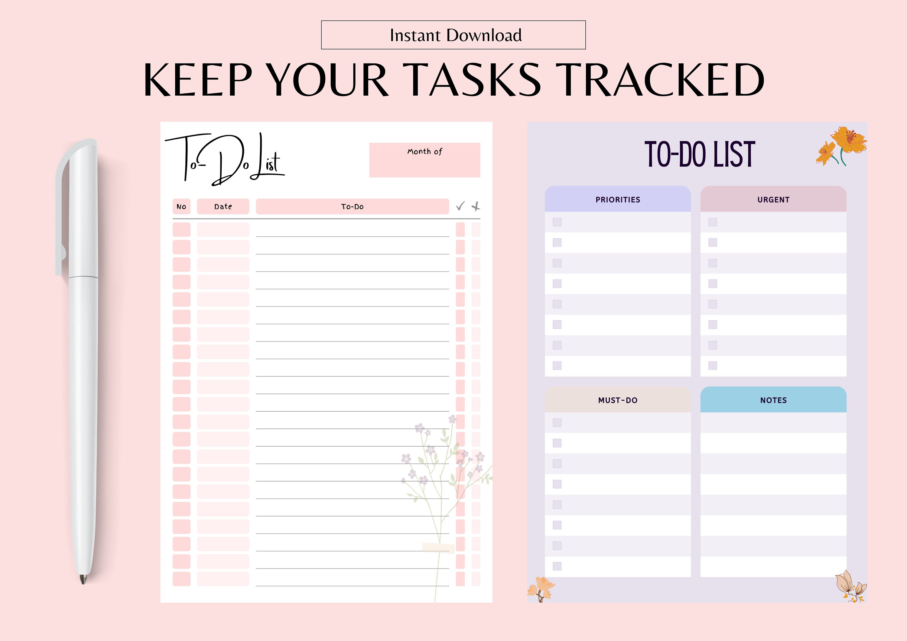 Printable Daily to Do Lists Cute & Aesthetic to Do Lists Boundle Todo ...