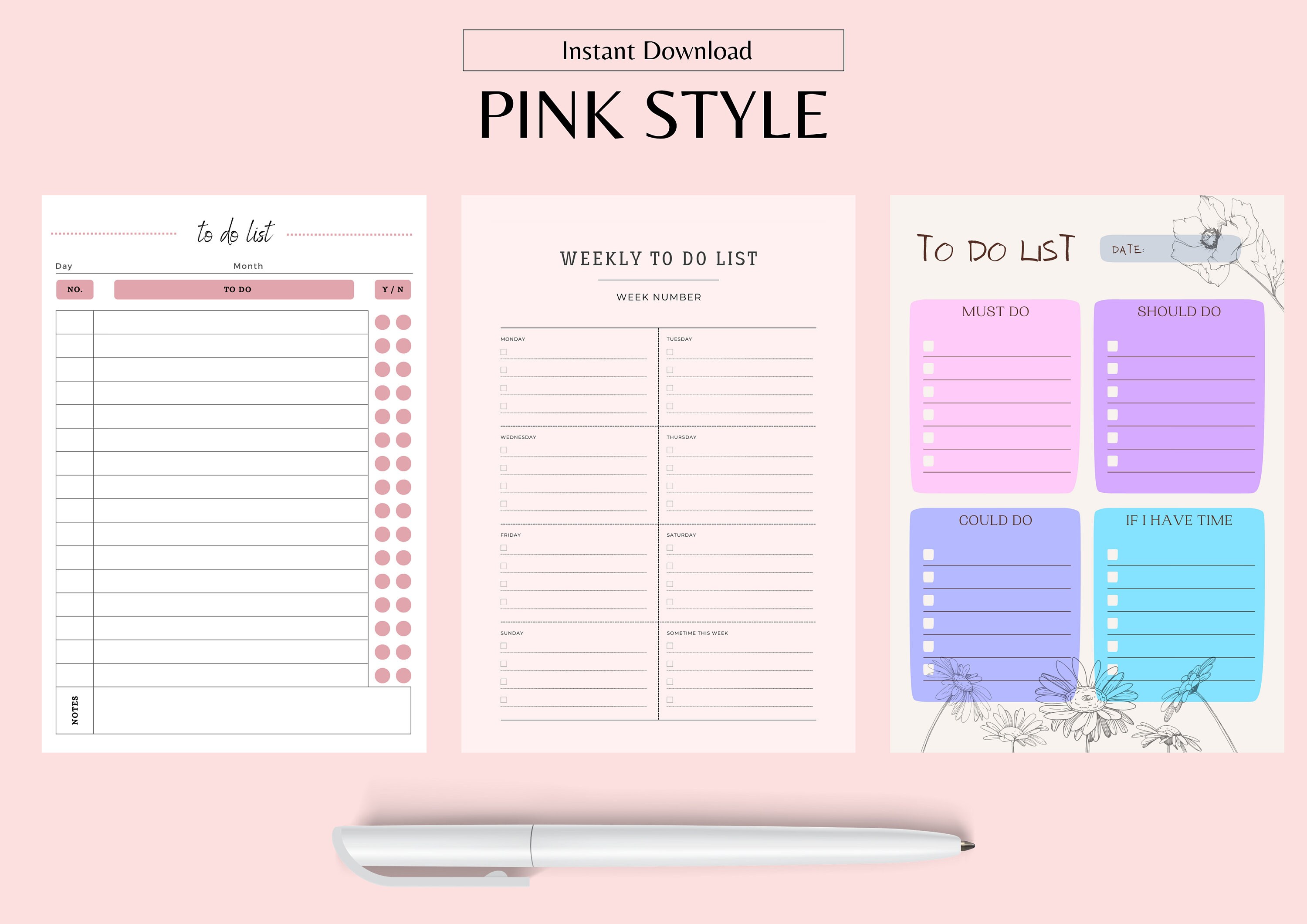 Printable Daily to Do Lists Cute & Aesthetic to Do Lists Boundle Todo ...