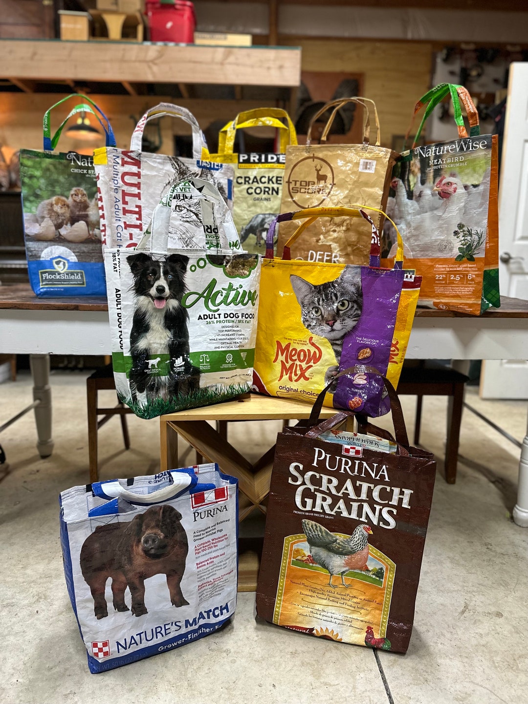 Recycled Feed Bag Tote | Reusable Tote Bag | Recycled Shopping Bag ...