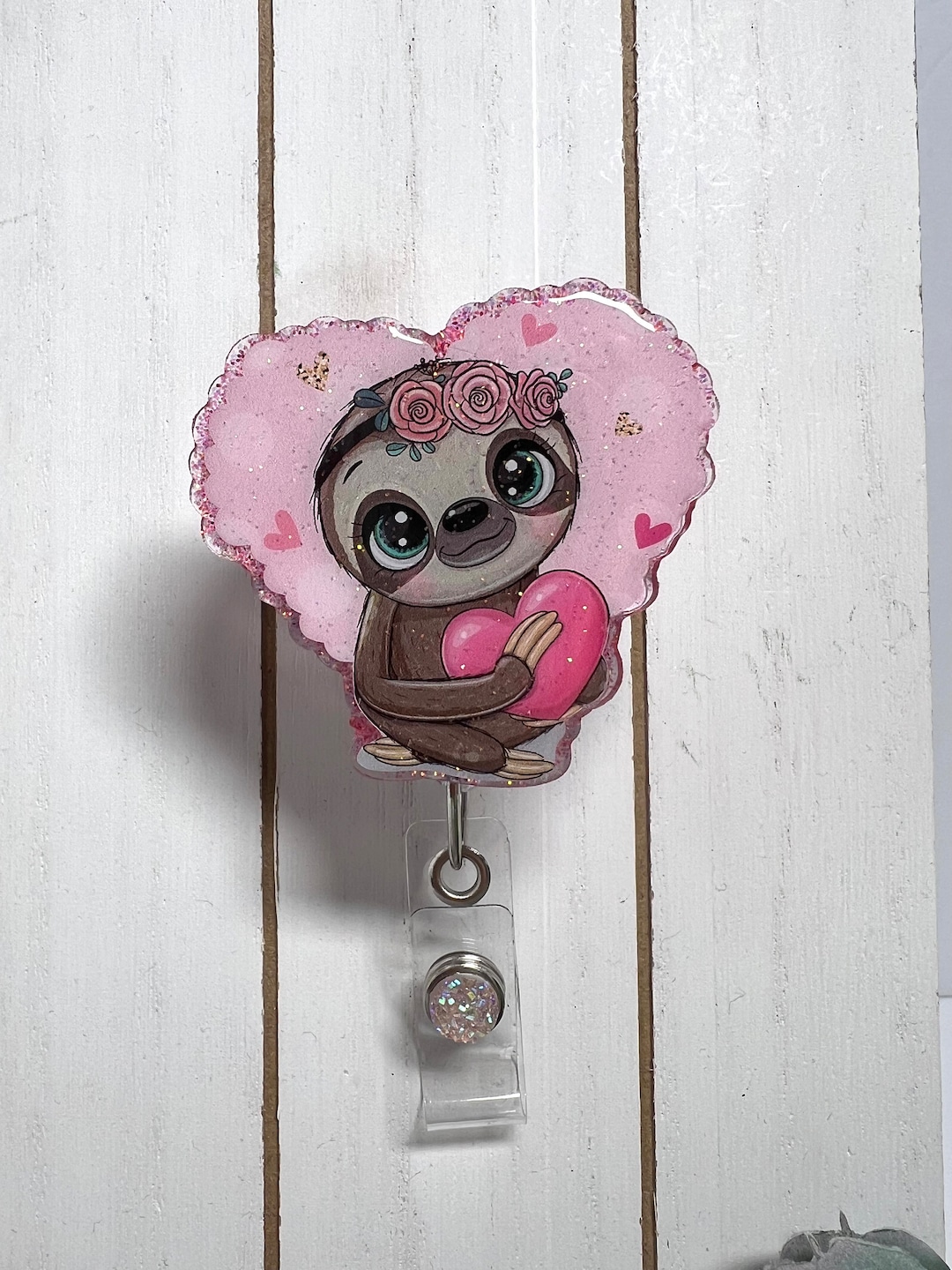 Valentine Sloth Badge Reel - Etsy