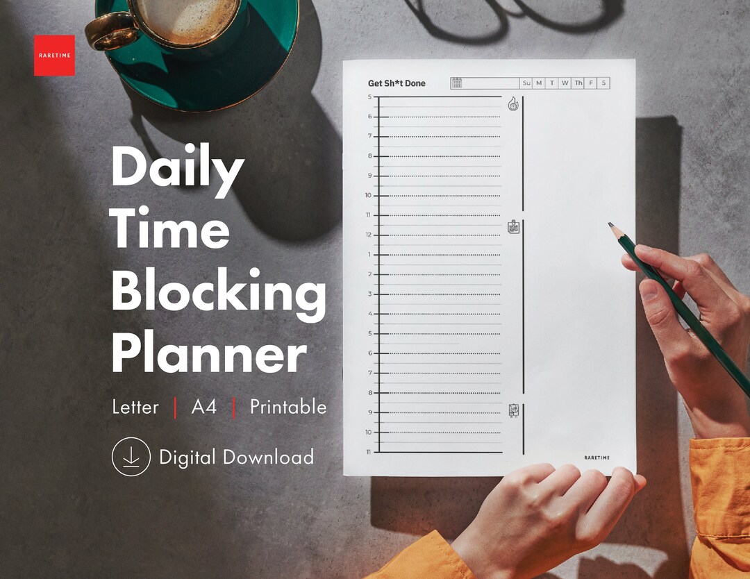 Time Blocking Daily Planner, Time Block Printable, Hourly Planner, 24 Hour Planner, Military ...