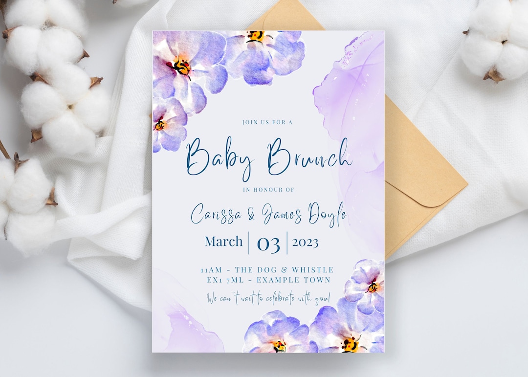Baby Brunch Invite Editable Template Watercolor Baby Shower Invitation ...