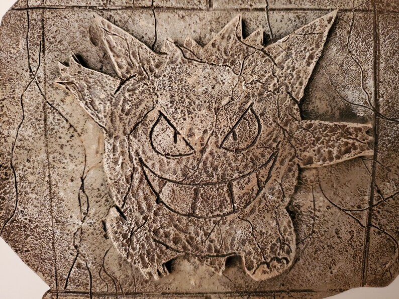 Pokémon Art Gengar Ancient Sculpture Stone Tablet Wall - Etsy
