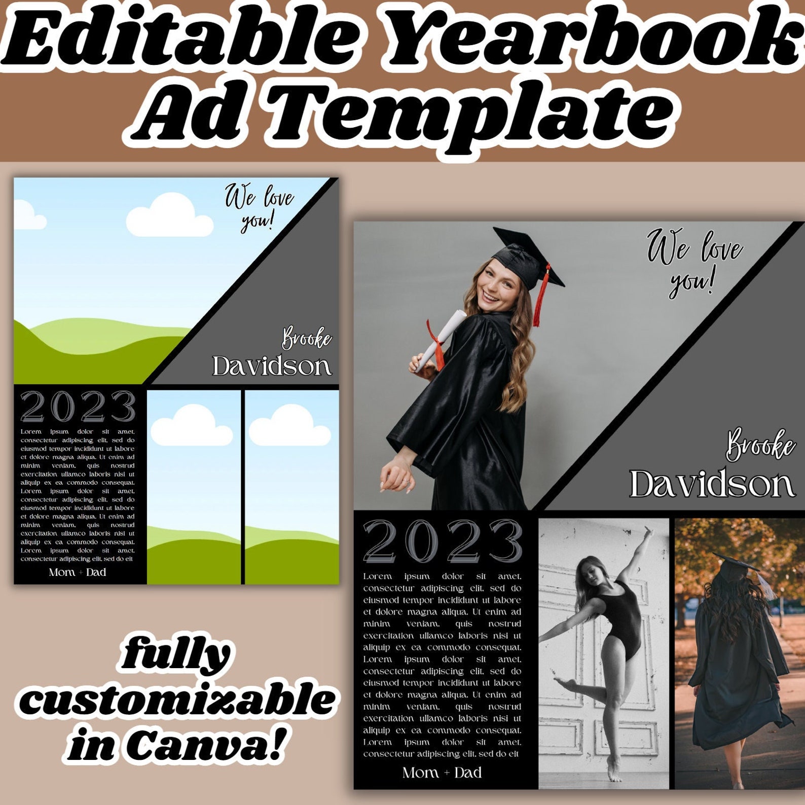 EDITABLE Yearbook Ad Template- Full Page- Modern- Senior Yearbook Ad - Etsy