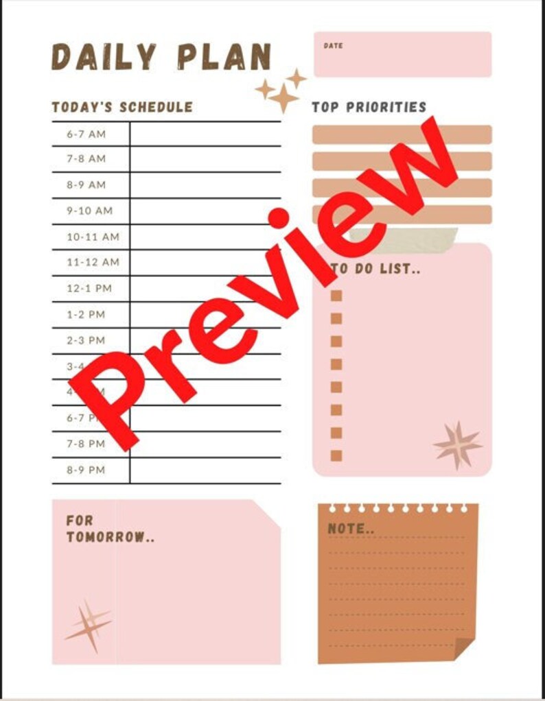 Cute Boho Style Pink Daily Planner - Etsy