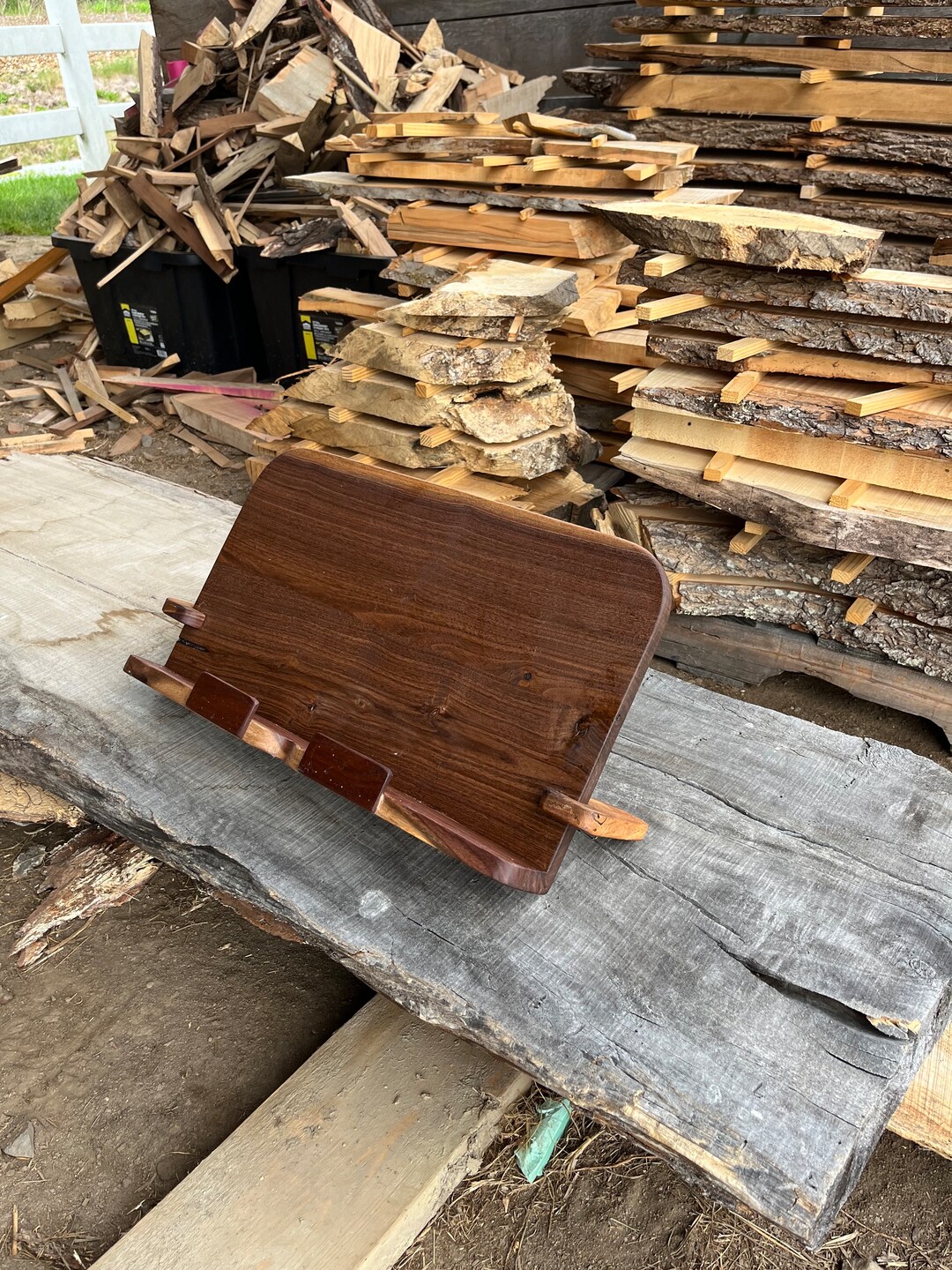Handcrafted Walnut Recipe Stand Rustic Elegance A Timeless Addition to ...